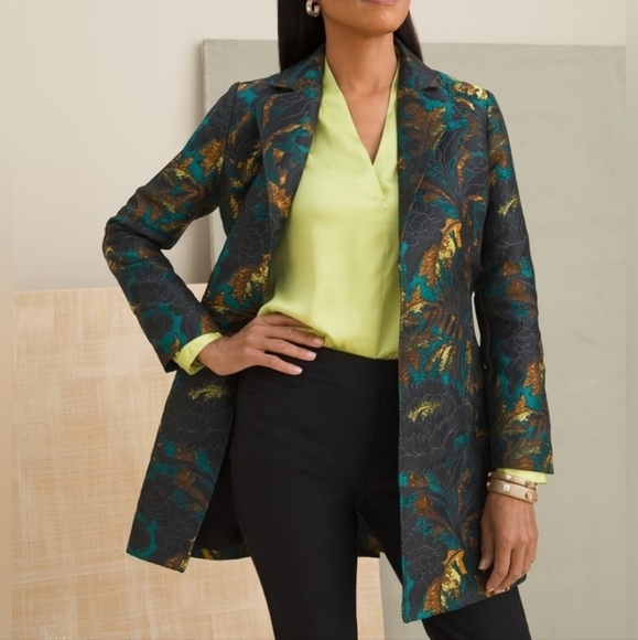 Chico's | Jackets & Coats | Chicos Womens Floral Multicolor Jacket Size ...